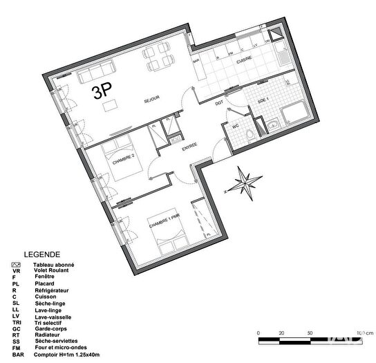 Appartement à vendre - Trilport - 3 pièces - 2 chambres