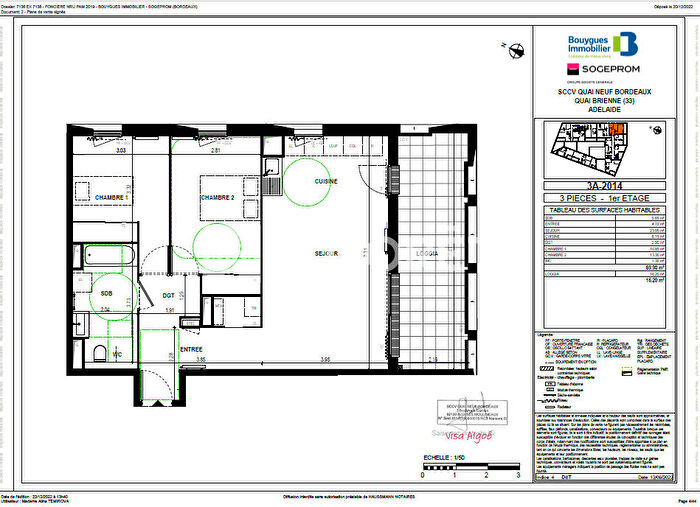 Appartement à louer - Bordeaux, Gare Saint-Jean - 3 pièces - 2 chambres