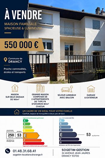 Maison 4 pièces à vendre à Drancy, La Mare