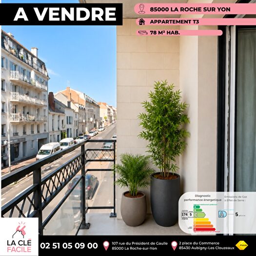 La Roche-sur-Yon, Pentagone, Pont-Morineau - Appartement 3 pièces à vendre