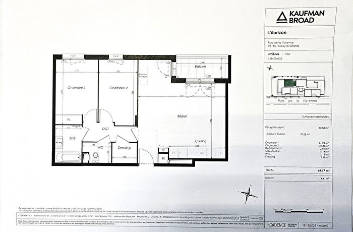 Appartement à vendre - Noisy-le-Grand, Nord - 3 pièces - 2 chambres