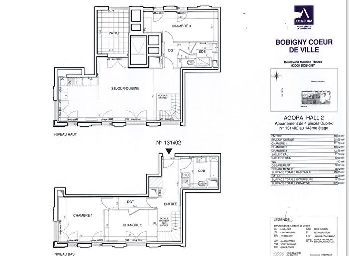 Appartement à louer - Bobigny, Centre-ville - 4 pièces - 3 chambres