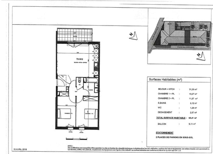 Appartement à louer - Seilh - 3 pièces - 2 chambres