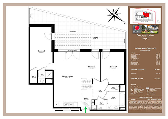 Appartement à vendre - Thonon-les-Bains, Est - 4 pièces - 3 chambres