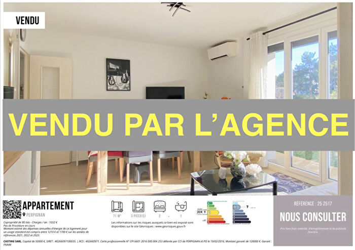 Appartement à vendre - Perpignan, Moulin-à-Vent, Vertefeuille - 3 pièces - 2 chambres