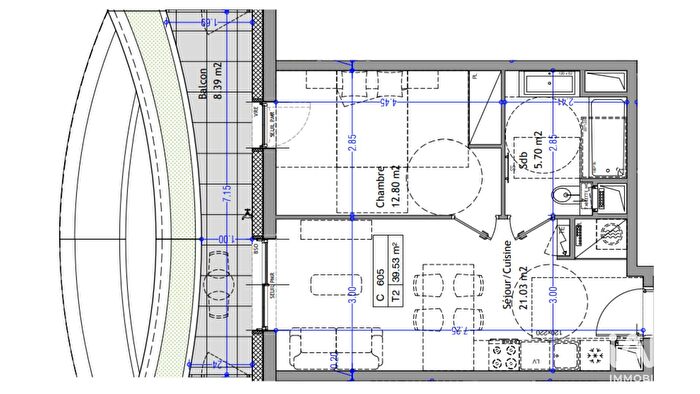 Appartement à vendre - Aix-les-Bains, Centre-ville - 2 pièces - 1 chambre