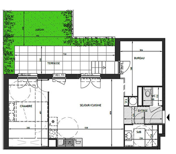 Appartement à vendre - Igny - 3 pièces - 1 chambre