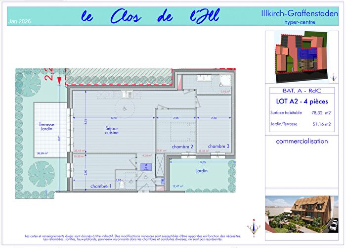 Appartement à vendre - Illkirch-Graffenstaden - 4 pièces - 3 chambres