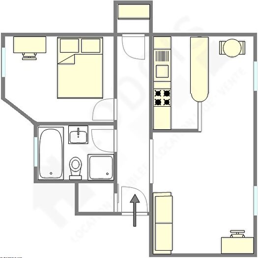 Appartement à louer - Paris e  - 2 pièces - 1 chambre