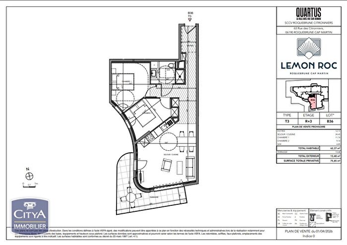 Appartement 3 pièces à vendre - Roquebrune-Cap-Martin, Chemin du Vallonet, Val de Gorbio, Pinella