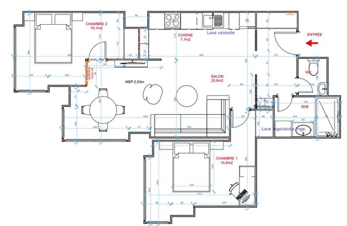 Appartement à vendre - Paris e , Dupleix, Motte Picquet - 3 pièces - 1 chambre