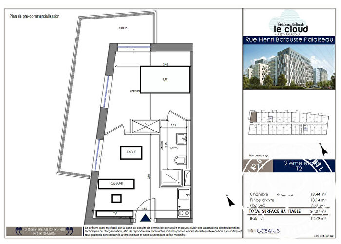 Palaiseau, Est : Appartement 2 pièces à louer