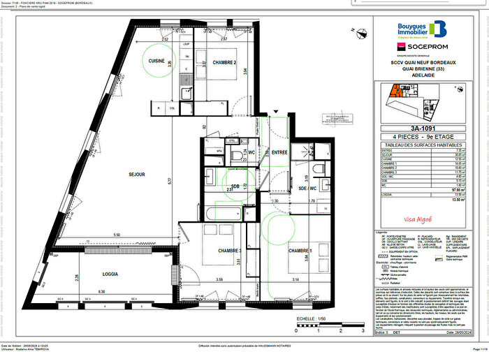 Appartement à louer - Bordeaux, Gare Saint-Jean - 4 pièces - 3 chambres