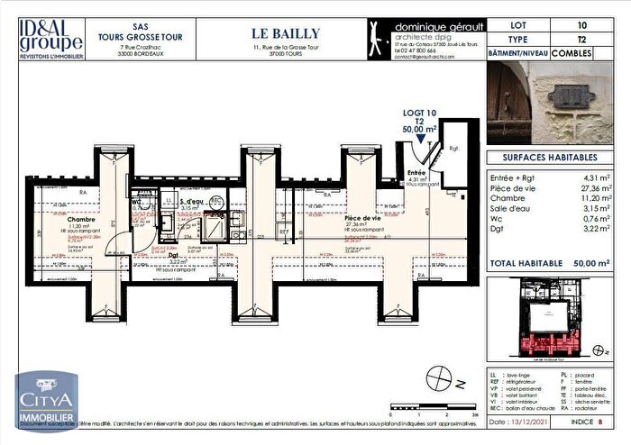 Appartement à louer - Tours, Centre-ville - 2 pièces - 1 chambre