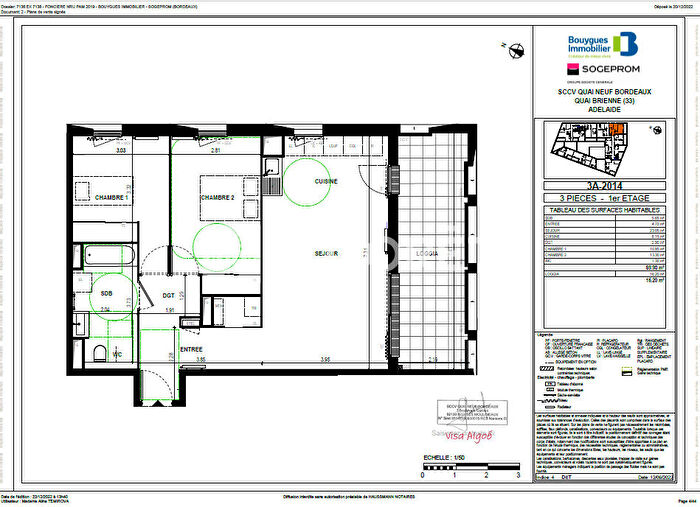 Appartement à louer - Bordeaux, Gare Saint-Jean - 3 pièces - 2 chambres