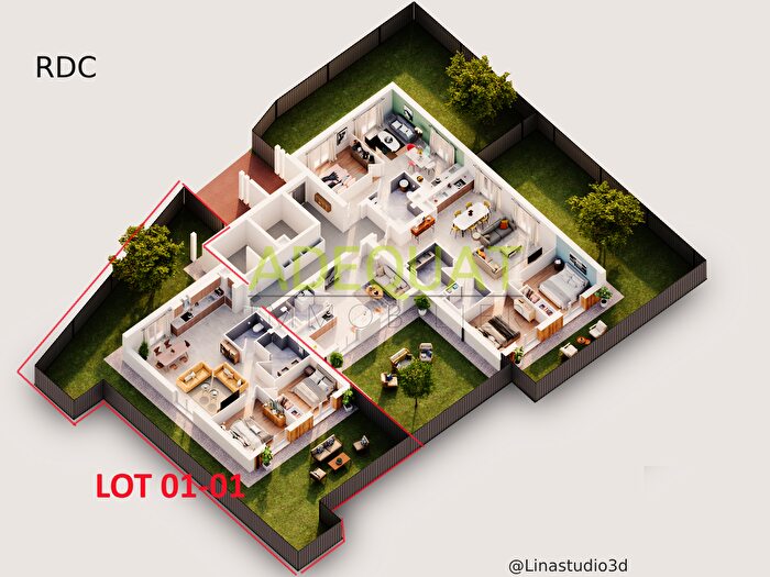 Appartement à vendre - Saint-André-le-Gaz - 3 pièces - 2 chambres