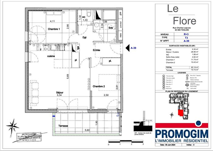 Appartement 3 pièces à Toulon, Pont de Suve, à louer