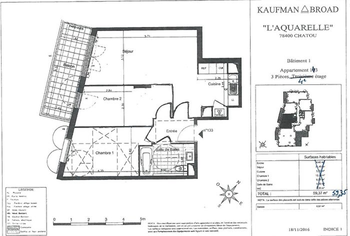 Appartement à louer - Chatou, Ouest - 3 pièces - 2 chambres