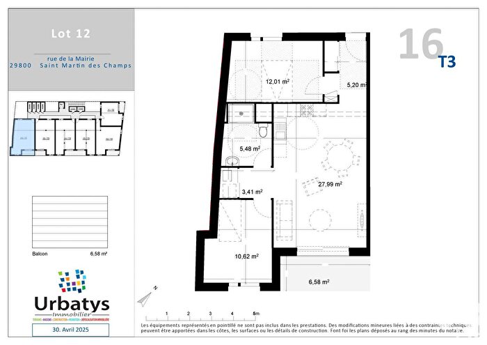 Appartement à vendre - Saint-Martin-des-Champs - 3 pièces