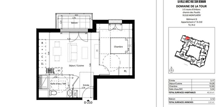 Appartement à louer - Montlhéry - 2 pièces - 2 chambres