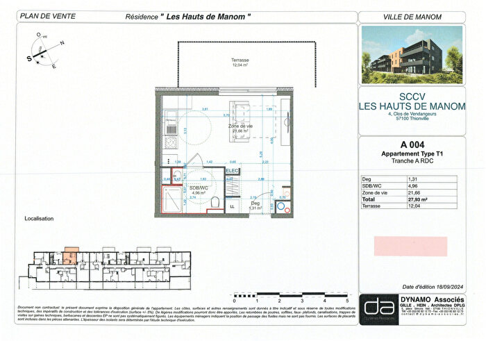 Appartement à vendre - Manom - 1 pièce