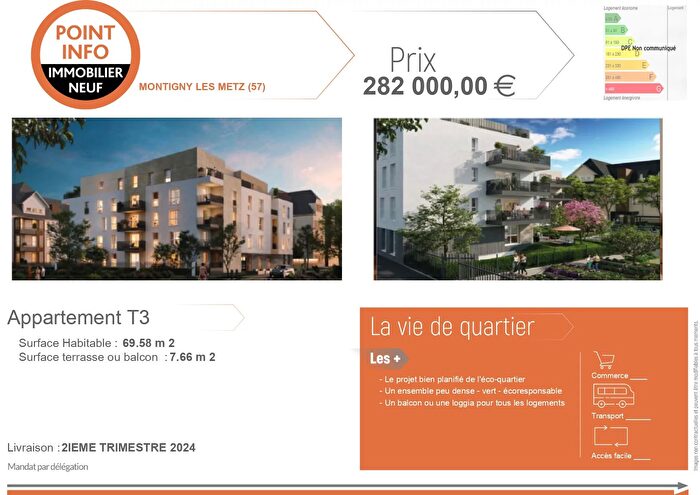 Appartement à vendre - Montigny-lès-Metz, Colin, Reymond, Saint-Privat, Frescaty, Lizé - 4 pièces - 2 chambres