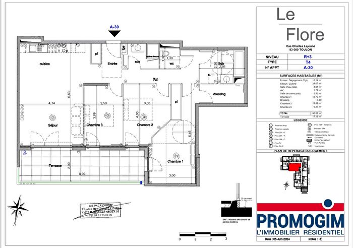 Appartement 4 pièces à Toulon, Pont de Suve, à louer
