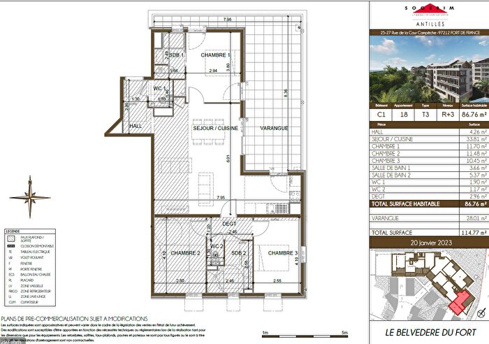 Appartement à vendre - Fort-de-France - 4 pièces - 3 chambres