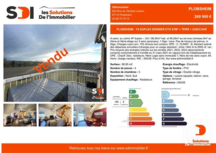 Plobsheim - Appartement 4 pièces à vendre