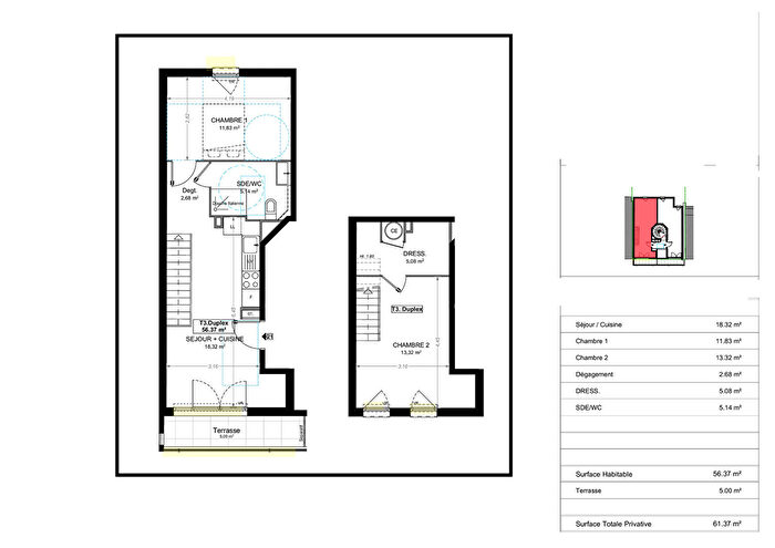 Appartement à vendre - Nice, Saint-Sylvestre - 3 pièces - 2 chambres