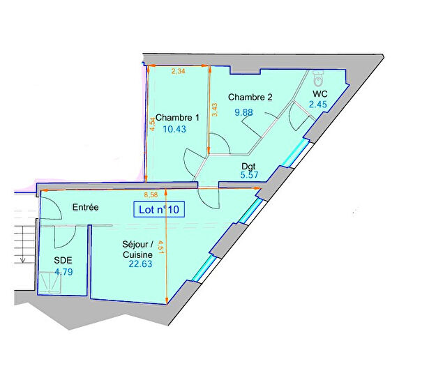 Appartement à vendre - BayonneBayonaBaiona, Petit-Bayonne - 3 pièces - 2 chambres