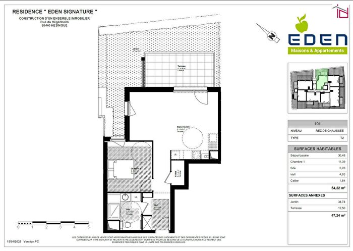 Appartement à vendre - Hésingue - 2 pièces - 1 chambre
