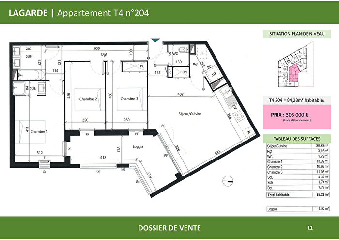 Appartement à vendre - Albi, Centre-ville - 4 pièces - 3 chambres