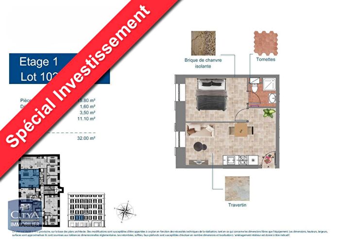 Appartement à vendre - Nice, Carabacel - 2 pièces - 1 chambre
