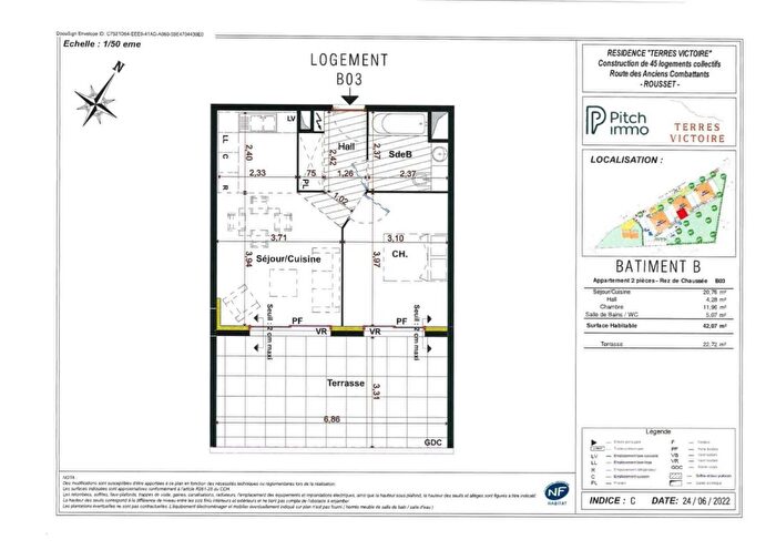 Appartement à louer - Rousset - 2 pièces - 1 chambre