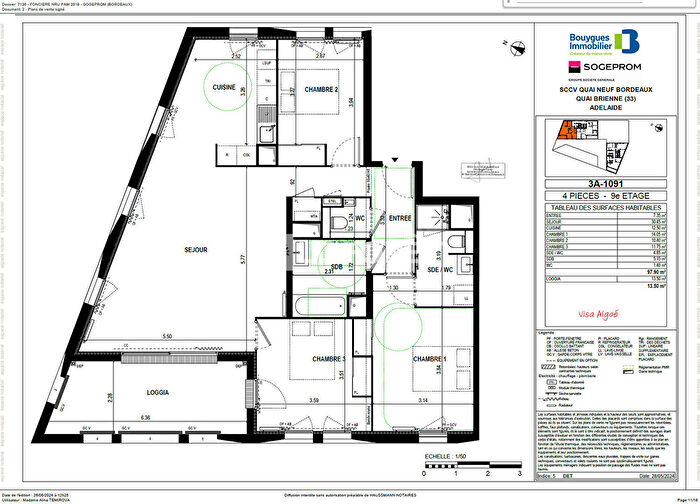 Appartement à louer - Bordeaux, Gare Saint-Jean - 4 pièces - 3 chambres