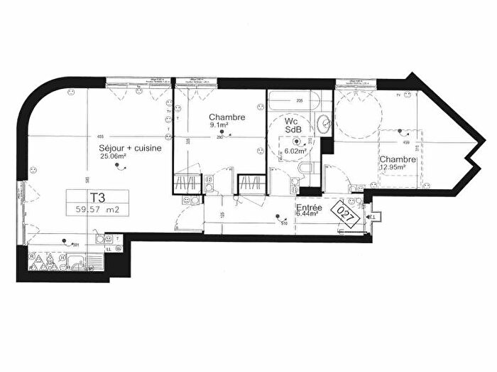 Appartement à louer - Palaiseau, Centre Nord - 3 pièces - 2 chambres