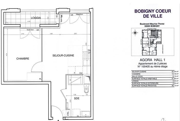 Appartement à louer - Bobigny, Centre-ville - 2 pièces - 1 chambre