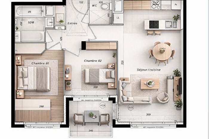 Appartement à vendre - Créteil, Val de Brie - 3 pièces - 2 chambres