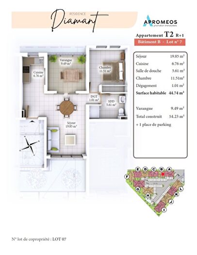 Appartement 2 pièces à Sainte-Anne, à vendre