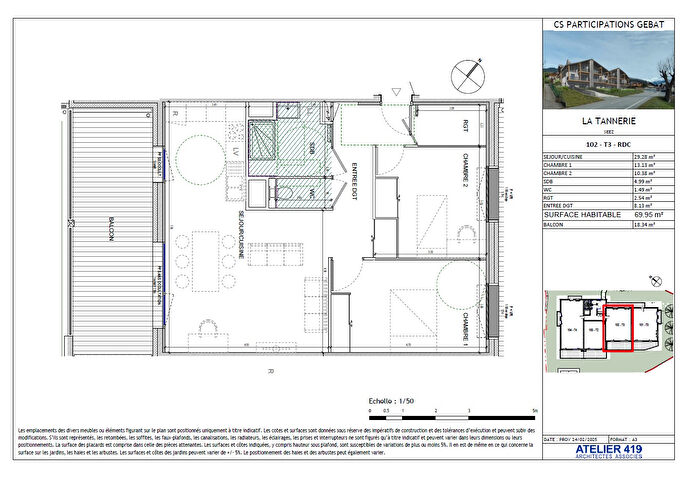 Appartement à vendre - Séez - 3 pièces - 2 chambres
