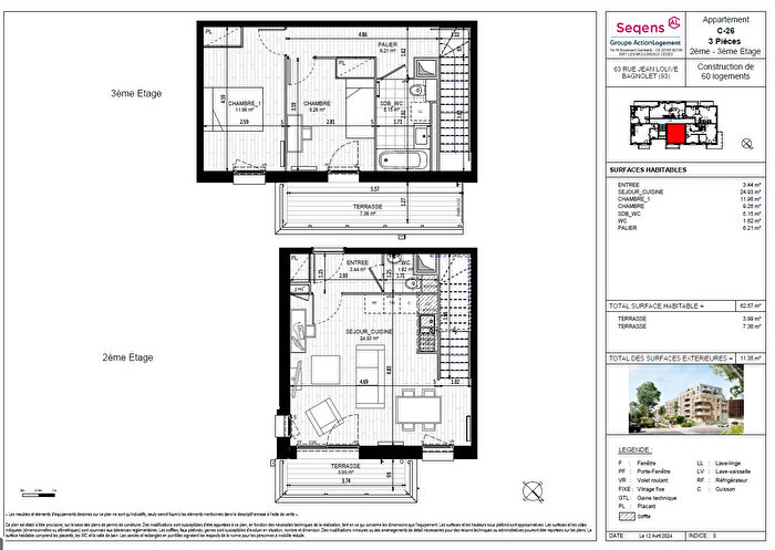 Bagnolet, La Noue - Appartement 3 pièces à louer