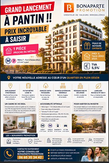 Maison 2 pièces à vendre à Pantin, Quatre Chemins Nord