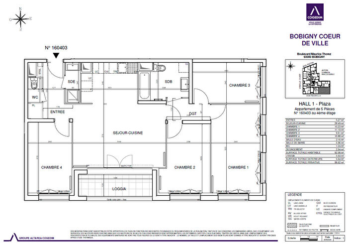 Appartement à louer - Bobigny, Centre-ville - 5 pièces - 4 chambres