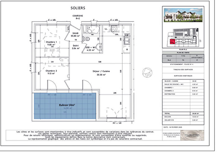 Appartement à vendre - Soliers - 3 pièces - 2 chambres