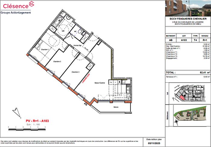 Appartement à louer - Feuquières-en-Vimeu - 4 pièces - 3 chambres