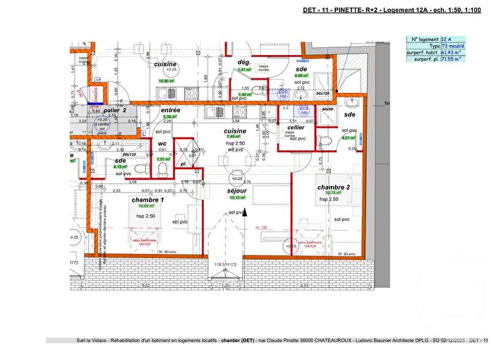 Appartement à louer - Châteauroux, Centre-ville, Les Marins - 3 pièces - 2 chambres