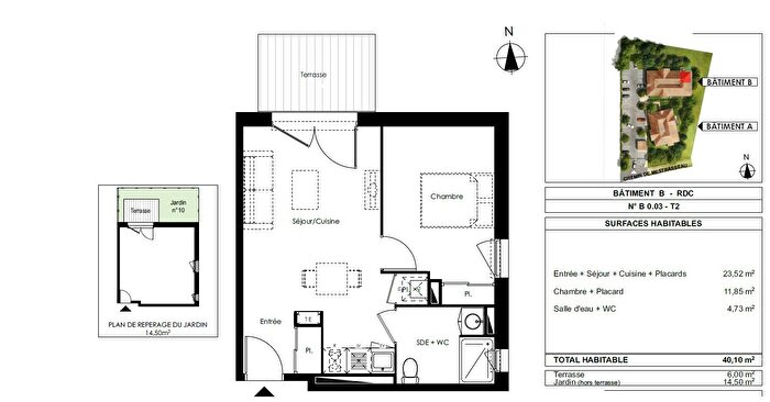 Appartement à louer - Gujan-Mestras, Mestras - 2 pièces - 1 chambre
