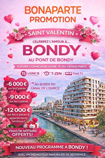 Appartement à vendre - Bondy, Noue Caillet, Terre-Saint-Blaise - 5 pièces - 2 chambres