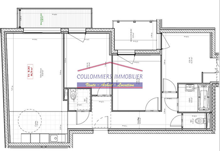Appartement à vendre - Coulommiers - 4 pièces - 3 chambres